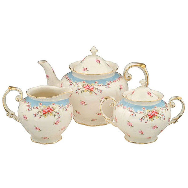 Blue Vintage Rose 11 Piece Tea Set
