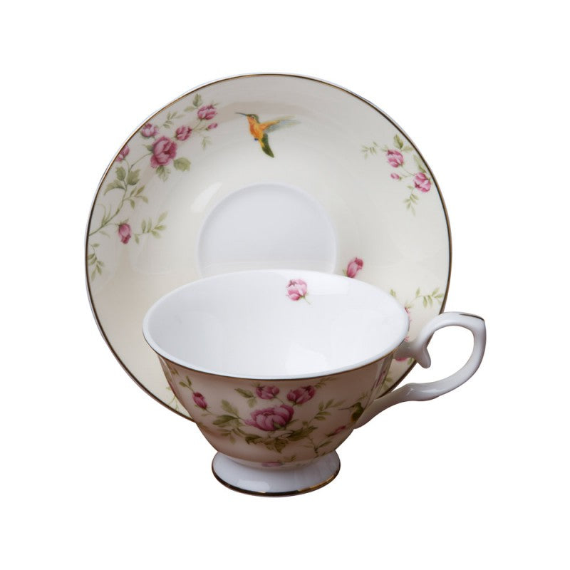 Hummingbird Cups and Saucers Set, Set of 4