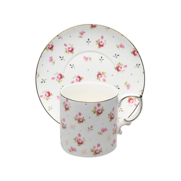 Rose Bud Espresso Cups and Saucers, Set of 6 Boxed