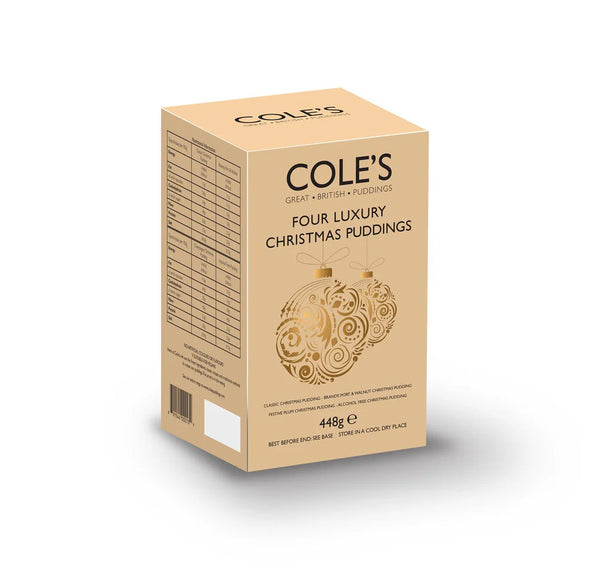 Cole's Luxury Christmas Pudding 4 Pack 448g. 4x112g