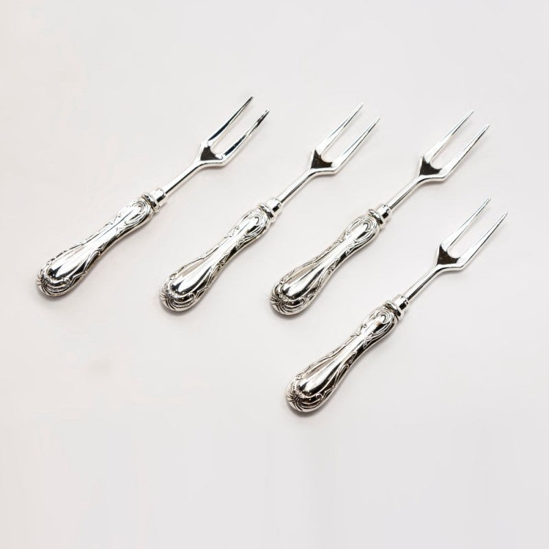 Silverplate Fork With Antique Scroll Handle, Set of 4