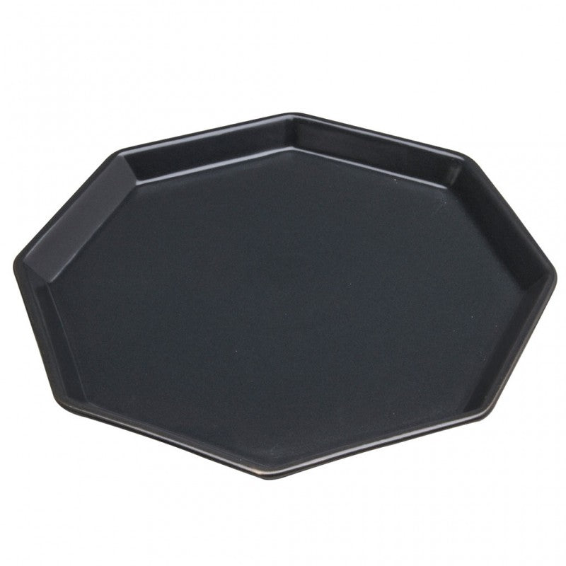 Matte Charcoal Stoneware Edged Octagon Plates, Set of 4