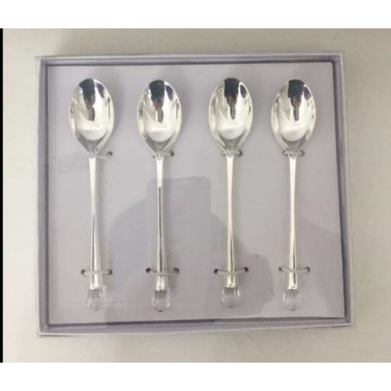Silverplate Butter Spoon With Crystal Handle, Set of 4, Boxed