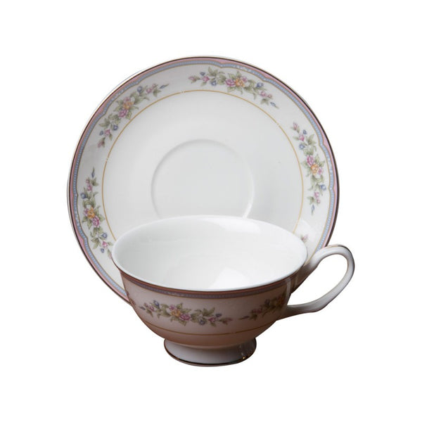 Claire Floral Cups and Saucers Set, Set of 4